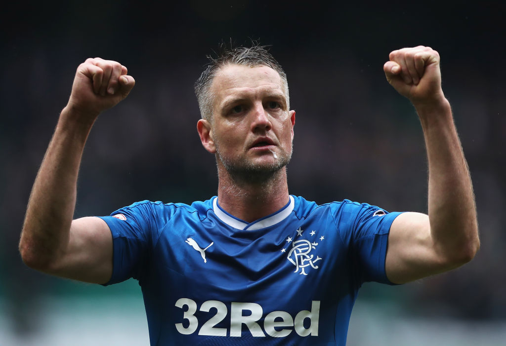 Harry Forrester and Clint Hill react as Rangers beat Celtic