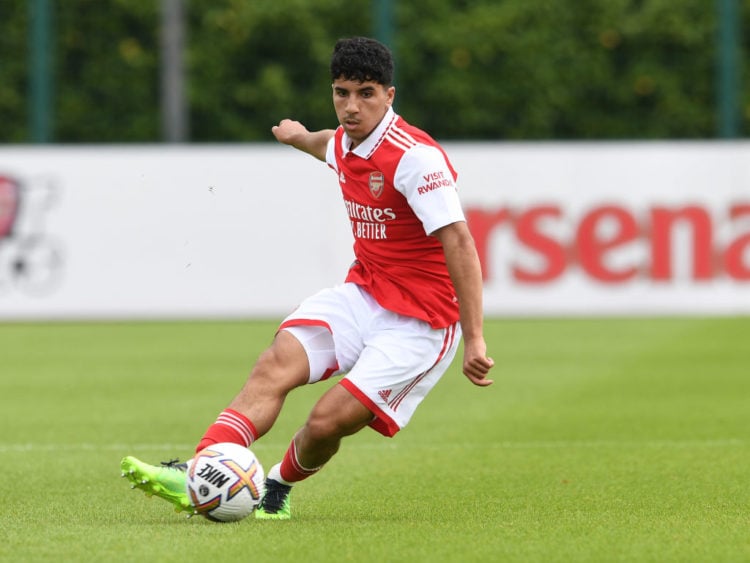 Salah-Eddine Oulad M'Hand takes part in Arsenal training pre-Everton