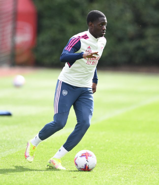 Charles Sagoe Jr in Arsenal training ahead of Crystal Palace clash