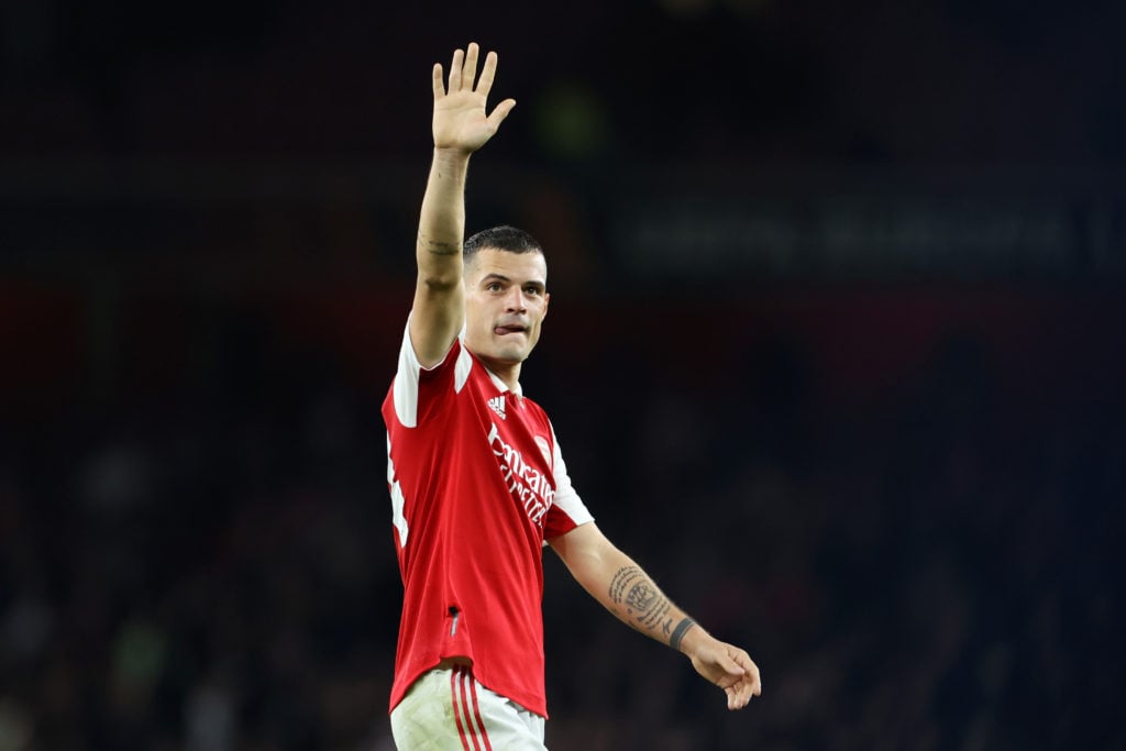 Martin Odegaard and Oleksandr Zinchenko react after Granit Xhaka leaves ... Martin Odegaard and Oleksandr Zinchenko react after Granit Xhaka leaves ...