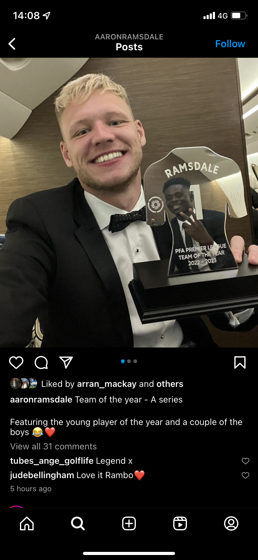 Jude Bellingham sends message to 25-year-old Arsenal player on Instagram Jude Bellingham sends message to 25-year-old Arsenal player on Instagram